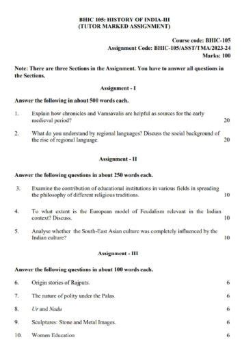 IGNOU BHIC 105 Solved Assignment 2023 24 English Medium IGNOU Solved