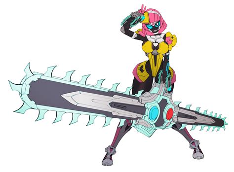 Safebooru 1girl Absurdres Armor Breasts Catball1994 Chainsaw Double