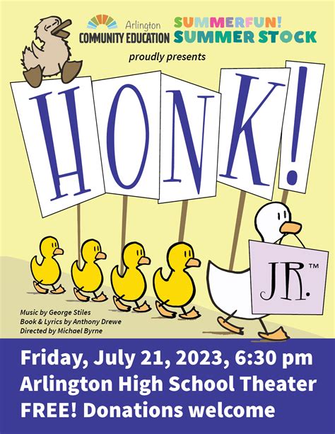 Honk Jr Flyer Arlington Community Education