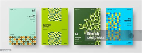 회사 Id 브로셔 템플릿 컬렉션입니다 비즈니스 프리젠 테이션 벡터 A4 수직 방향 전면 페이지 모형 세트 기업 보고서 커버 추상 기하학적 일러스트 디자인 레이아웃 번들 0