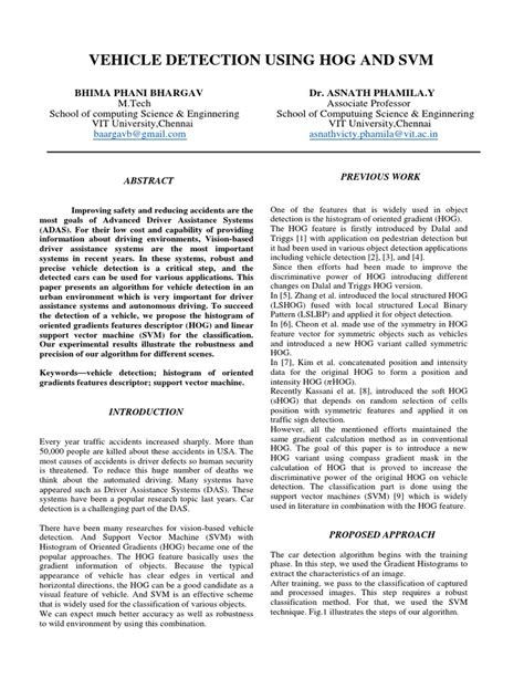 Vehicle Detection Using Hog And Svm Pdf Artificial Neural Network
