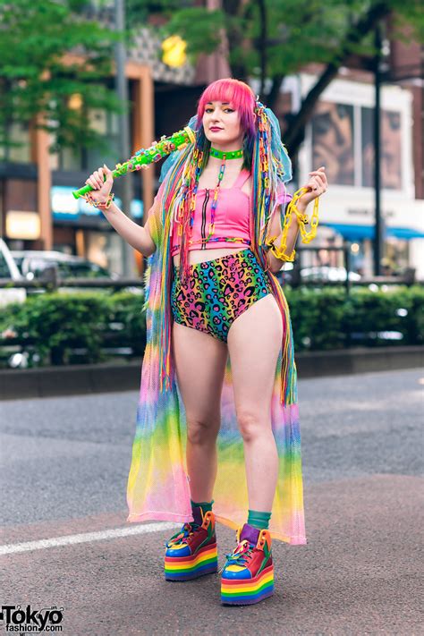 Rainbow Harajuku Streetwear Fashion W Twin Tails Dolls Kill Mesh Coat