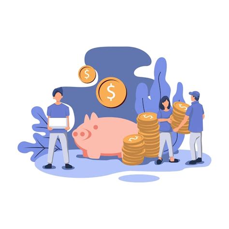 크라우드 펀딩 플랫 스타일 일러스트 벡터 디자인 프리미엄 벡터