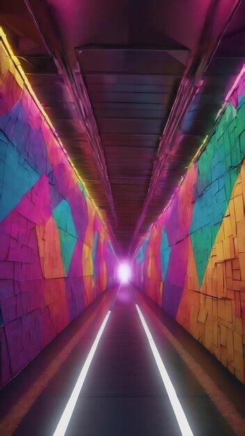 Premium AI Image Tunnel With Polygon Background 3d Rendering