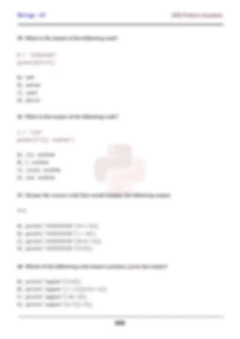 250 Python Multiple Choice Questions For Practice Quizzes Computer Programming Docsity