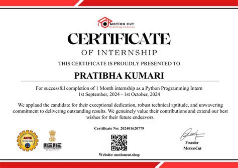 Pratibha Kumari On Linkedin Python Programming Internship