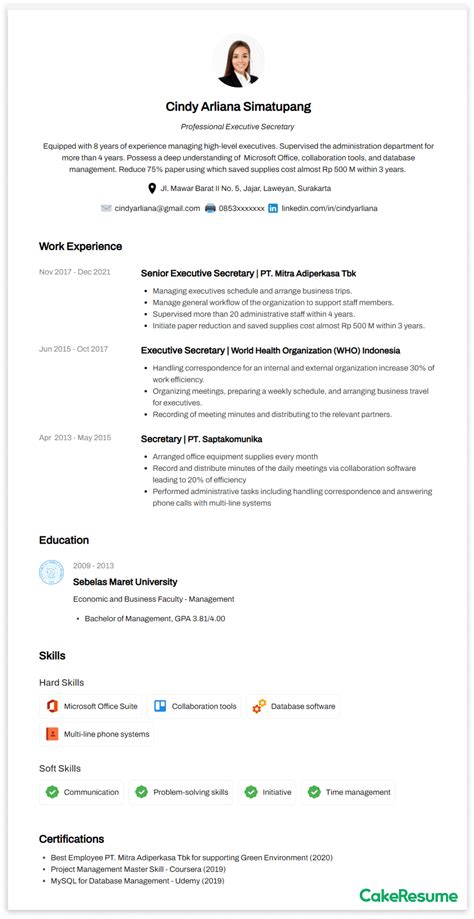3 Contoh Cv Sekretaris Yang Dilirik Hrd [ Cara Membuatnya ] Cake