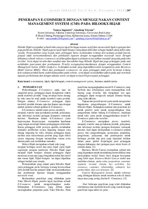 Pdf Penerapan E Commerce Dengan Menggunakan Content Management System Cms Pada Hilookx Hijab