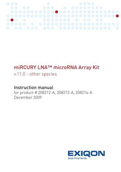 Pdf Mircury Lna™ Microrna Array Kit · Hybridization And