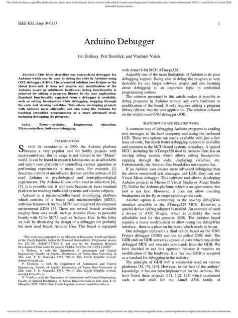 Arduino Debugger Dolinay2016 Pdf Arduino Microcontroller