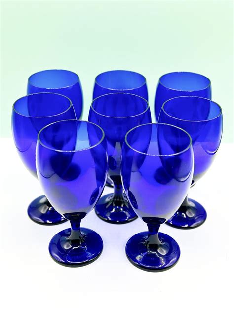 Vintage Libbey Premiere Cobalt Blue Ice Tea Glasses Stemware 1990s