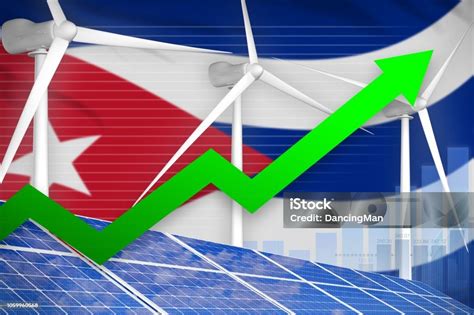 쿠바 태양 및 풍력 에너지 상승 차트 화살표 위쪽대체 자연 에너지 산업 그림 3 차원 일러스트 레이 션 0명에 대한 스톡 사진 및 기타 이미지 Istock
