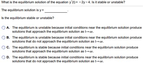 Solved What Is The Equilibrium Solution Of The Equation Y Chegg