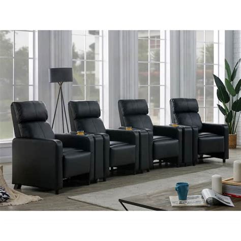 Coaster Toohey 7 Piece Black Leather Upholstered Tufted Recliner Living