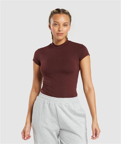 Gymshark Jersey Body Fit T Shirt Earthy Brown Gymshark