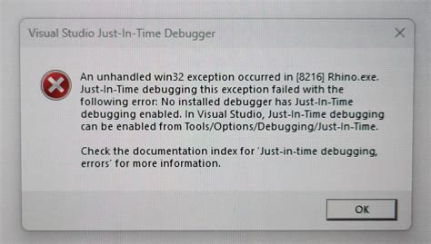 Crash Unhandled Win32 Exception Occured In [8216] Rhino Exe Rendering Mcneel Forum