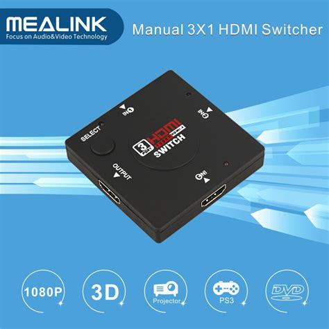 3 Port 3X1 3 In 1 Out HDMI Switcher With 1080P HDMI Switcher And HDMI
