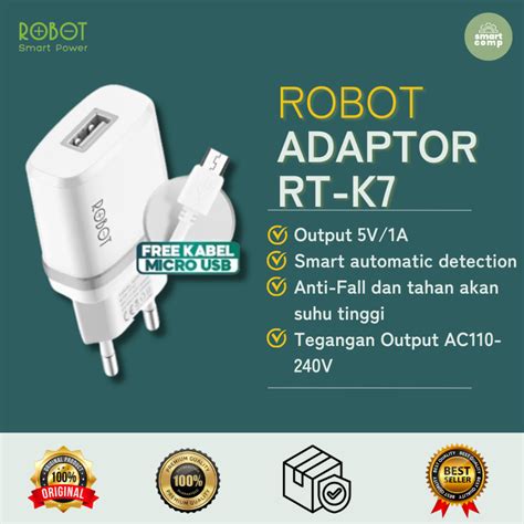 Jual Robot RT K7 Adaptor Charger 5V 1A With Cable Micro USB RTK7