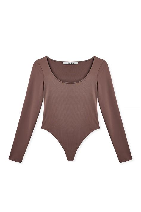 Body Hugging Scoop Neck Body Brown Na Kd