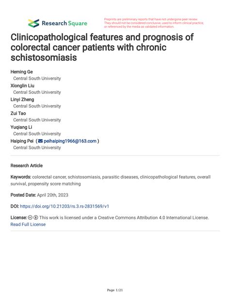 Pdf Clinicopathological Features And Prognosis Of Colorectal Cancer