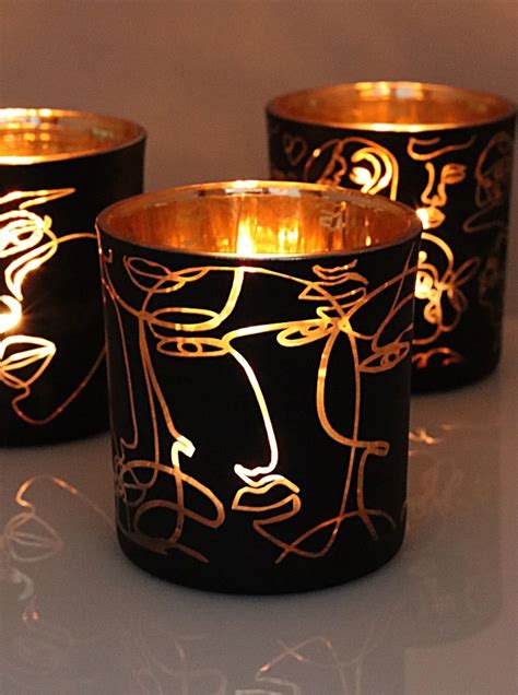New Products Luxury Candle Vessels Container Abstract Art Face Painting Electroplated Candle
