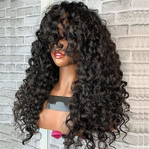 Rheanna 200 Density Short Curly Human Hair Wigs With Bangs