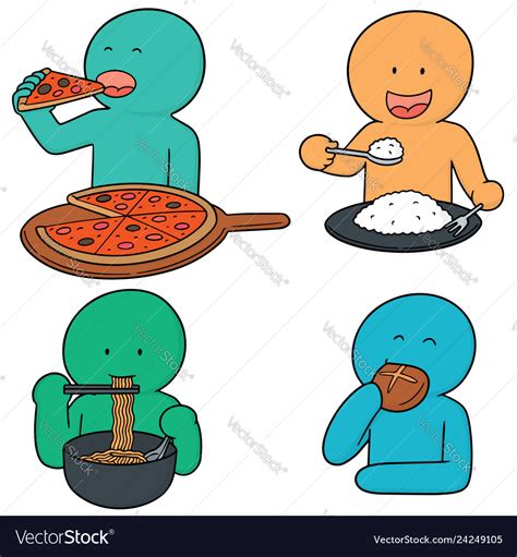 Set Man Eating Royalty Free Vector Image Vectorstock