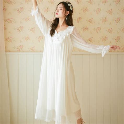 Victorian Night Dress Women Fairy Sleep Gown White Vicedeal