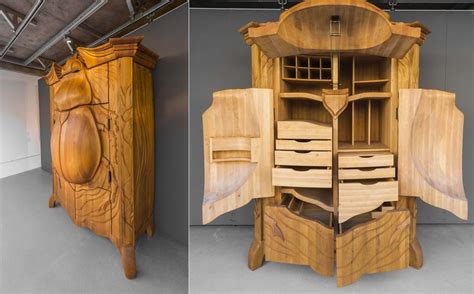 Janis Straupe Supersizes Beetle In Form Of Wooden Storage Cabinet