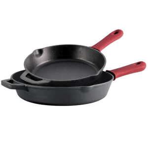 Tramontina 2 Piece Cast Iron Pre Seasoned Skillets 10 12 Multi Use EBay