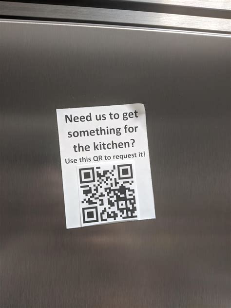 Replaced QR Code On Fridge At Work It Goes To Never Gonna Give You Up By Rick Astley On