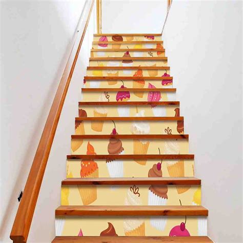 Cartoon Cake Stair Stickers Delicious Dessert Stairway Decals Removable