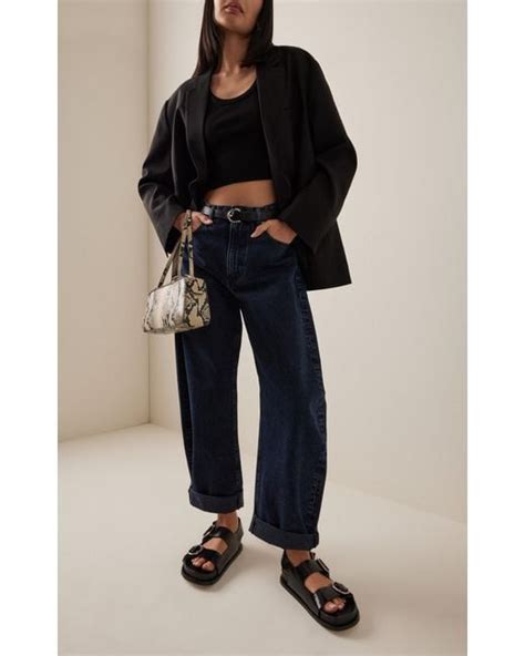 Frame The Bubble High Rise Barrel Jeans In Blue Lyst