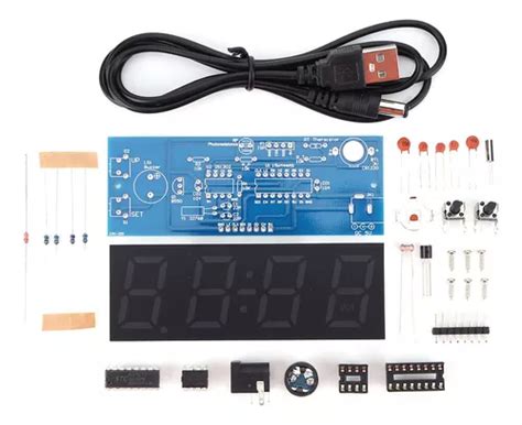 Kit De Reloj Digital Led De 4 Dígitos Para Bricolaje Alimen Cuotas