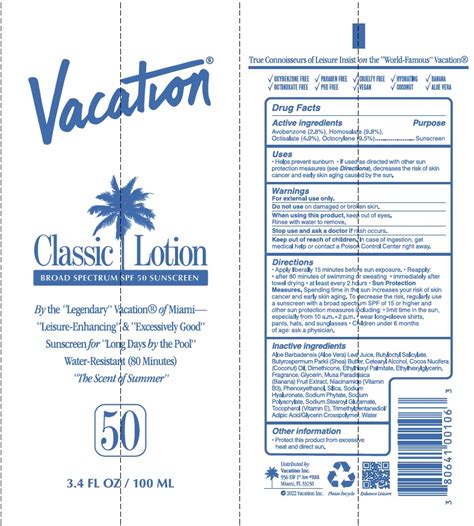 Vacation Spf 50 Classic Lotion