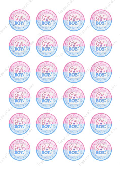 Edible Gender Reveal Cupcake Topper Edible Printed Toppers