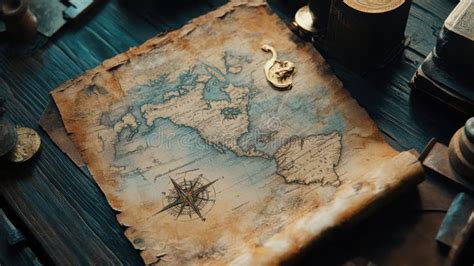 Old Map With Exploration Theme Stock Illustration Illustration Of