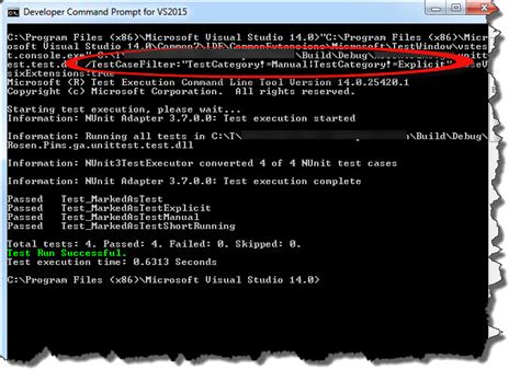 C How To Filter Nunit Test Using VStest Console And Nunit 3 Adapter