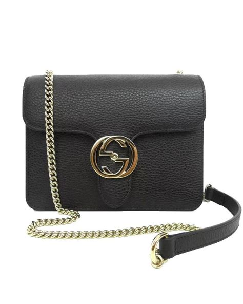 Gucci Black Leather Marmont Interlocking Gg Crossbody Bag Lyst