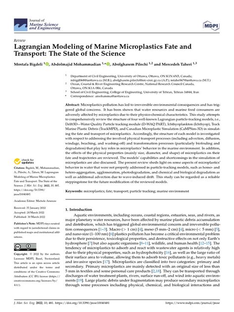 lagrangian modeling of marine microplastics fate a pdf pollution