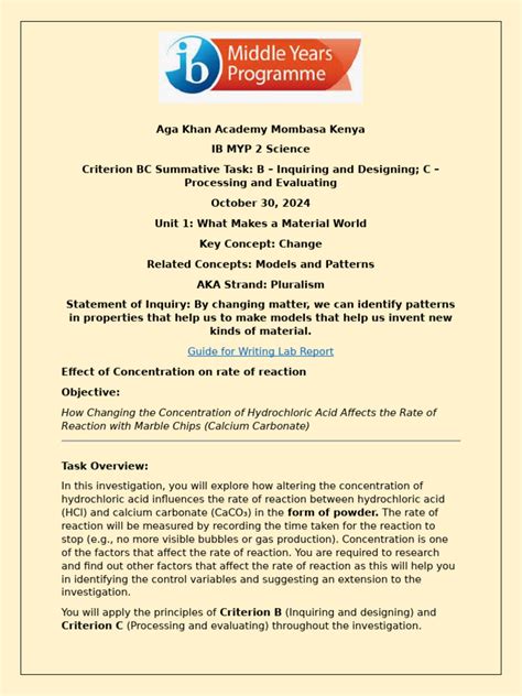 Ib Myp 2 Science Sa Bc Pdf Validity Statistics Methodology