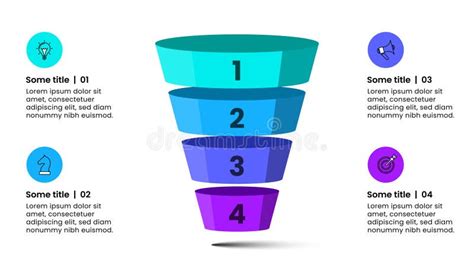 Infographic Template Funnel With 4 Steps And Icons 向量例证 插画 包括有 要素 补白 298048555