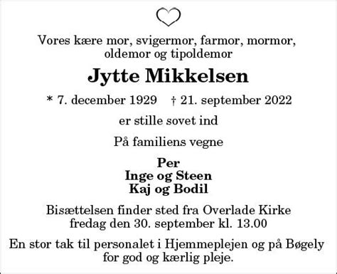 Dødsannonce For Jytte Mikkelsen Nordjyske Dk