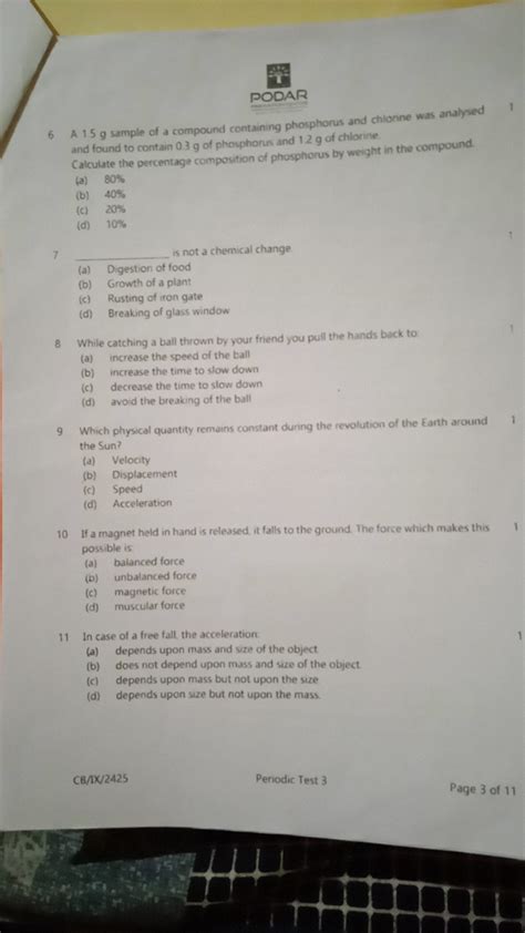 6 A 15 G Sample Of A Compound Containing Phosphorus And Chlorine Was Anal