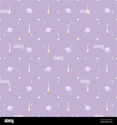 Quad Continuous Rocket Planet Vector Illustration Pattern Stock Vector