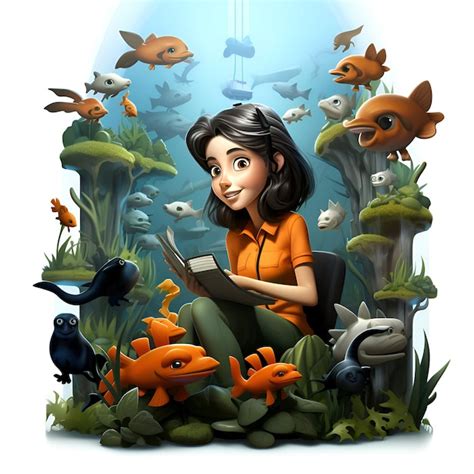 Premium Photo | Girl reading a book in the underwater world with fishes ...