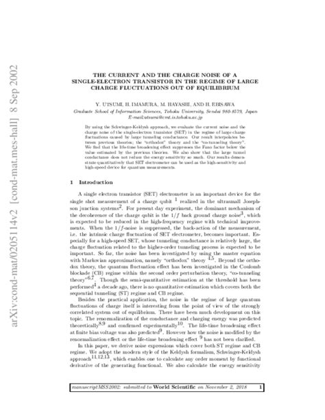 Pdf The Current And The Charge Noise Of A Single Electron Transistor