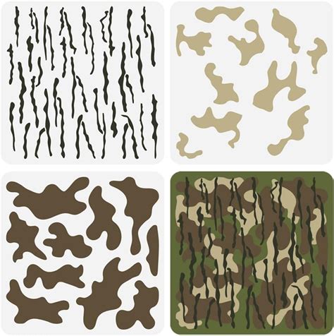Fingerinspire 3 Pcs Layered Camo Stencils 118x118 Inch