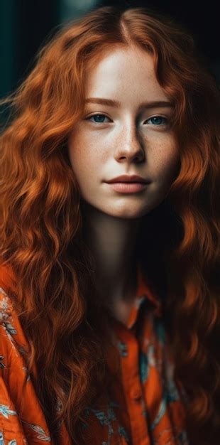 Una Mujer Pelirroja Y Con Pecas Foto Premium