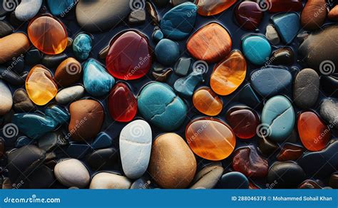Colorful Gemstones Polish Textured Sea Glass And Stones The Color Of